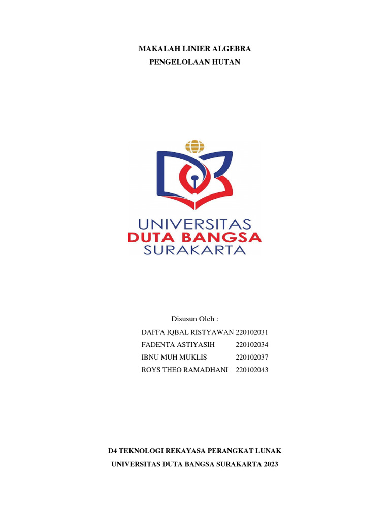 Makalah Aljabar Linear Forest Management | PDF