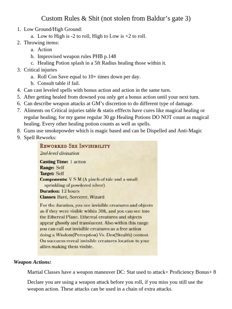 Custom_Rules_Not_from_Baldurs_Gate_3 | PDF