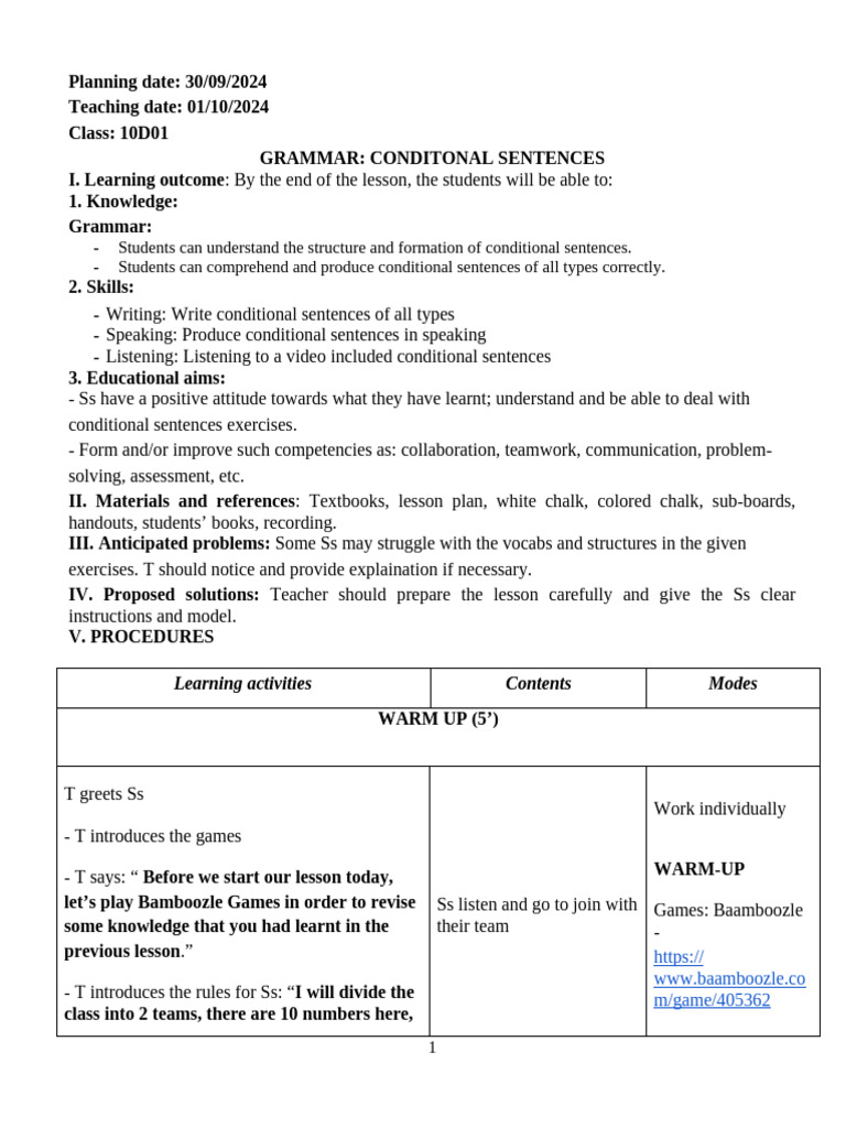 Revise - Conditional Sentences | PDF
