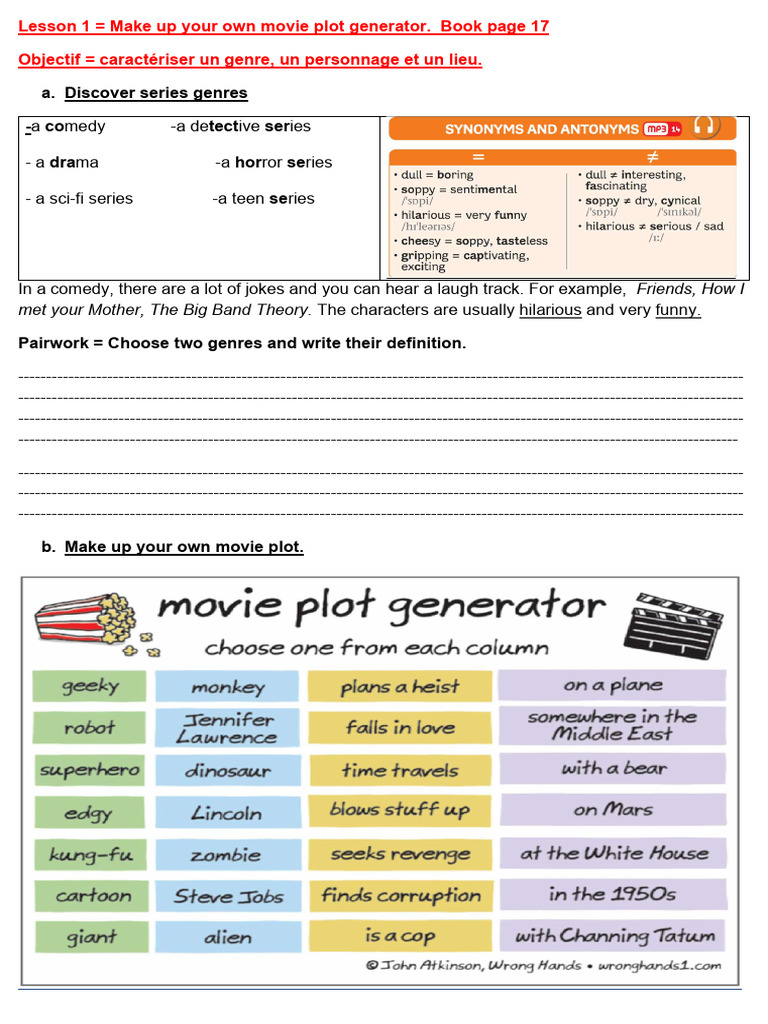 Lesson 1 Movie Plot Generator | PDF | Hero