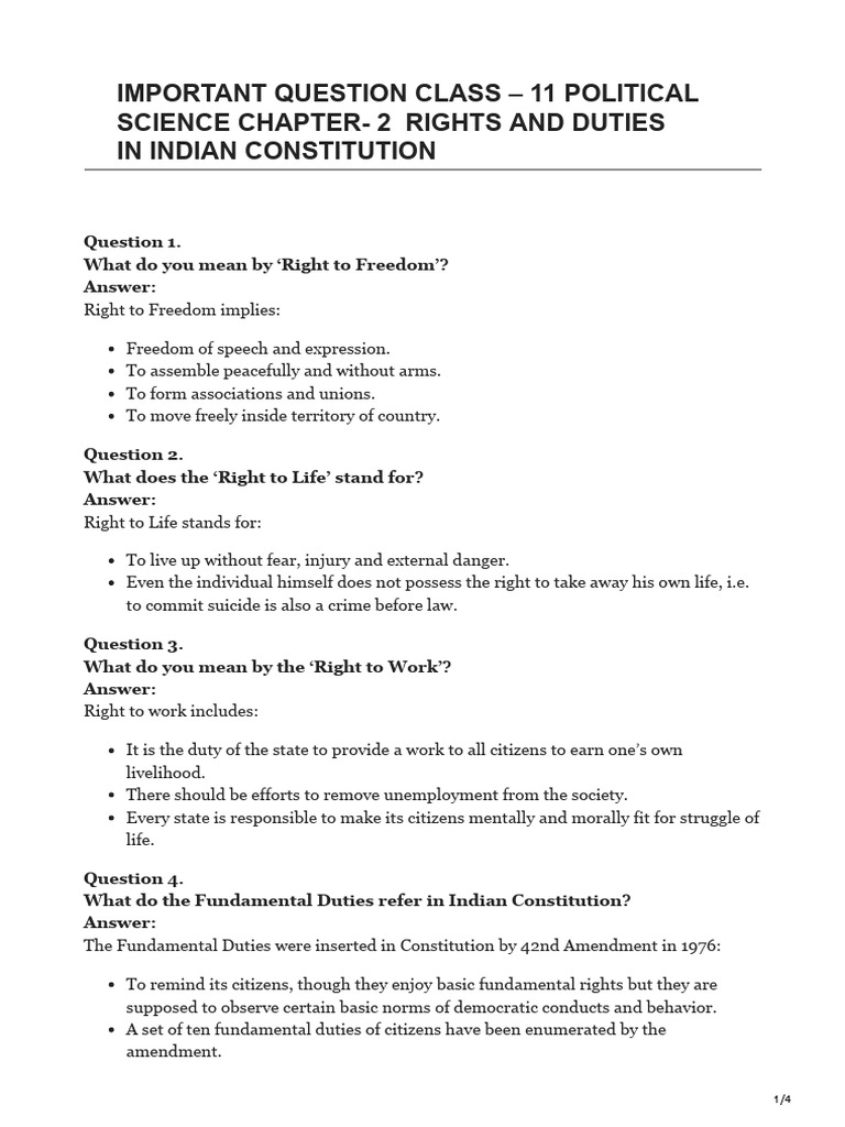 Chapter 2 (Rights and Duties in The Indian Constitution) | PDF