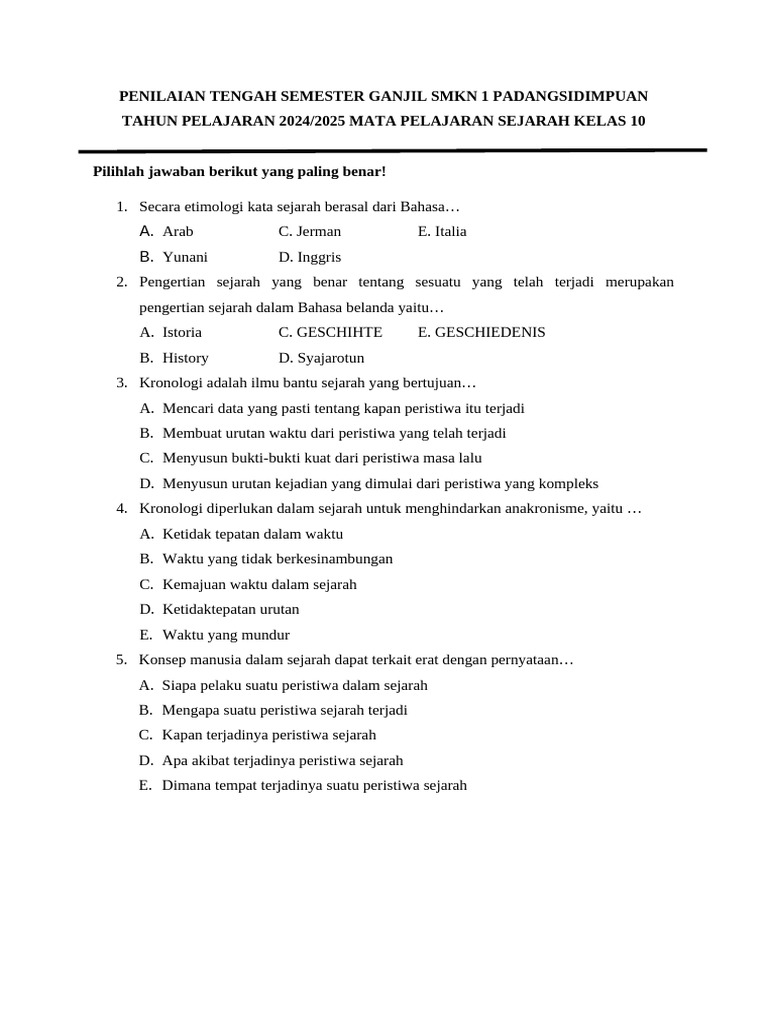 Soal Uts Bu Ratna Ganjil 2024 | PDF