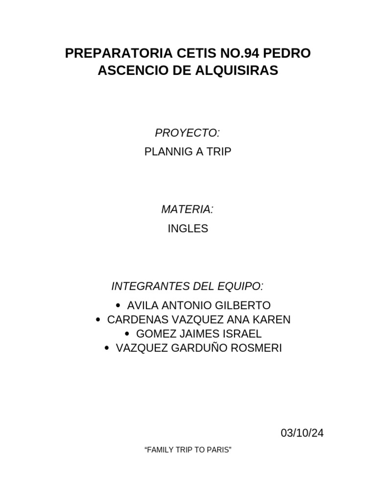 PROYECTO DE INGLES | PDF