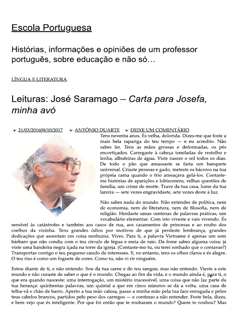 Carta para Josefa, Minha Avó | PDF