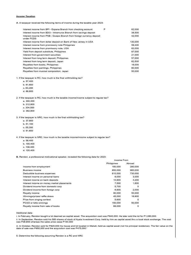 2023 Income Taxation Guide and Calculations | PDF | Income | Business
