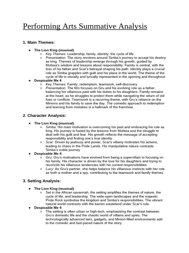 Performing Art Summative Analysis 2 | PDF