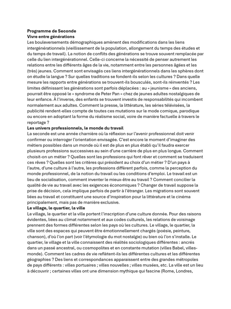 Programme de Seconde - Axes | PDF