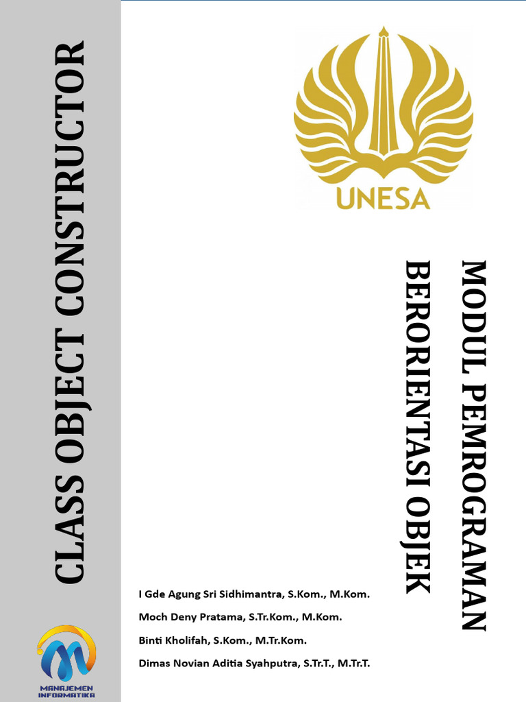 Modul Praktikum - Pemrograman Berorientasi Objek (PBO) | PDF