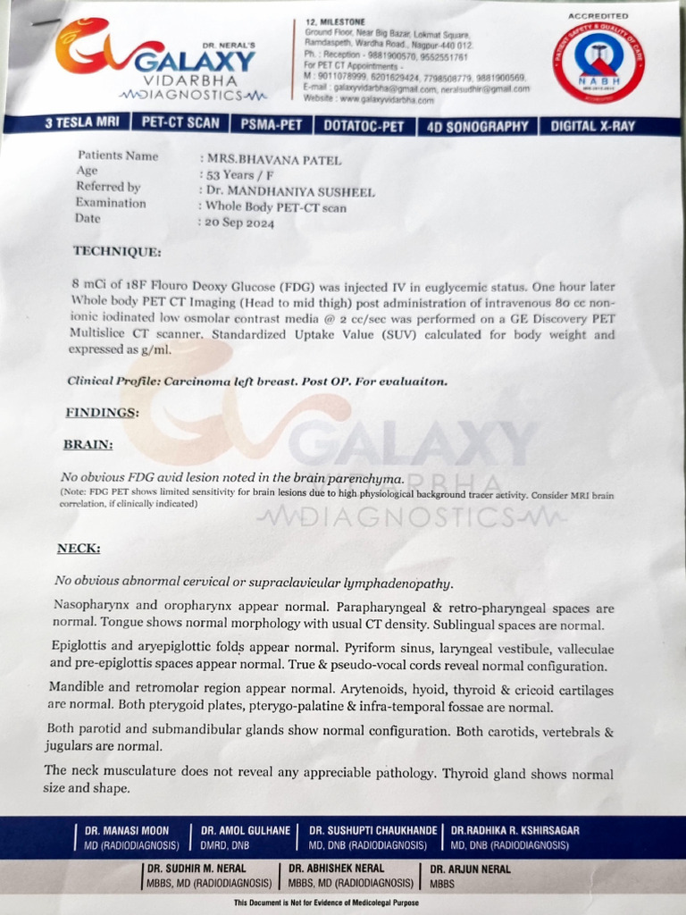 Pet Scan Report 4 | PDF