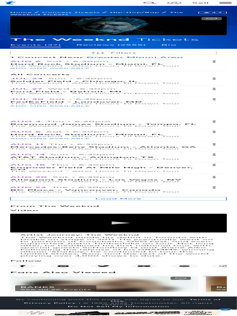 The Weeknd Tickets, 2022 Concert Tour fffDates Ticketmaster | PDF