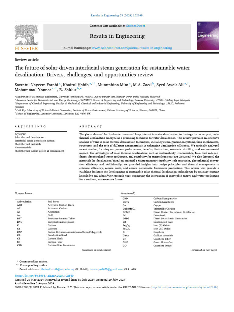 2024 - Awaiis - Review - Results in Engg - Solar-Driven Interfacial Steam Generation For ...