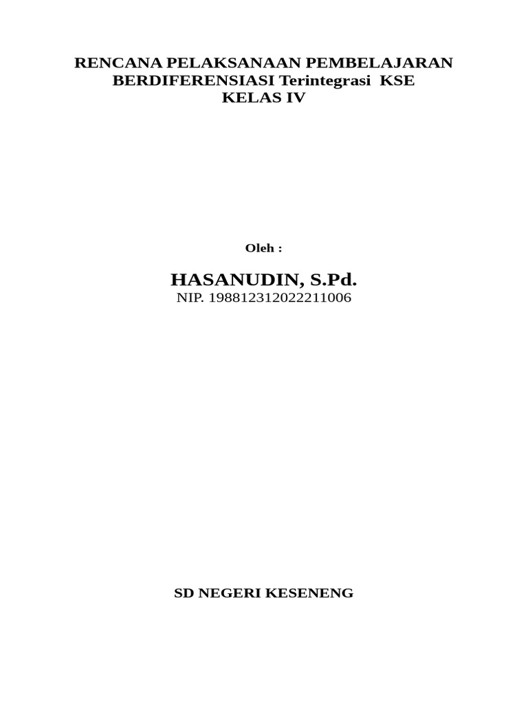 RPP - Kls 4 | PDF