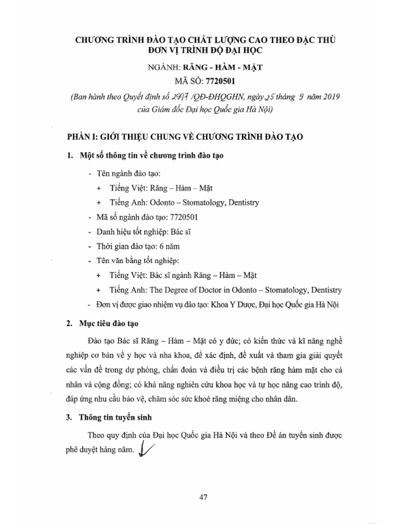 3_ CTDT nganh RANG HAM MAT CLC | PDF