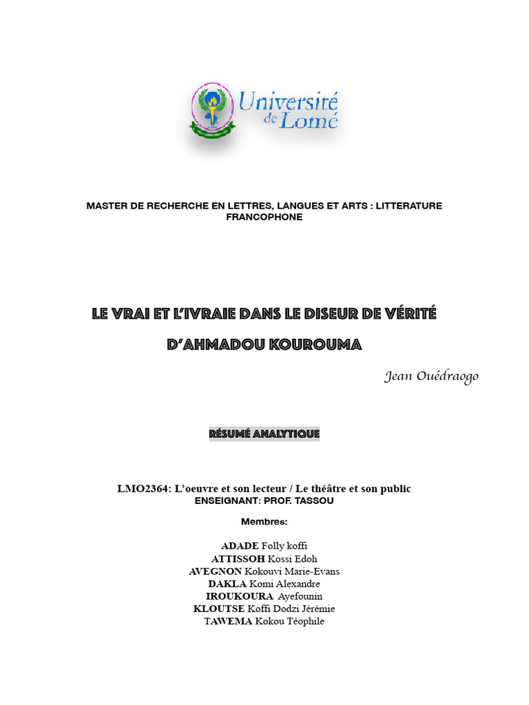 Devoir Pof. Tassou | PDF