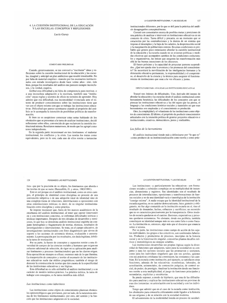 Clase-2-Lucía Garay-Pensando Las Instituciones | PDF