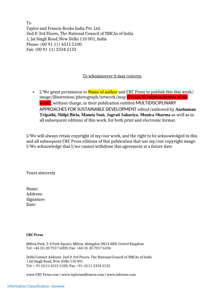 CRC - Routledge - Permission Form | PDF