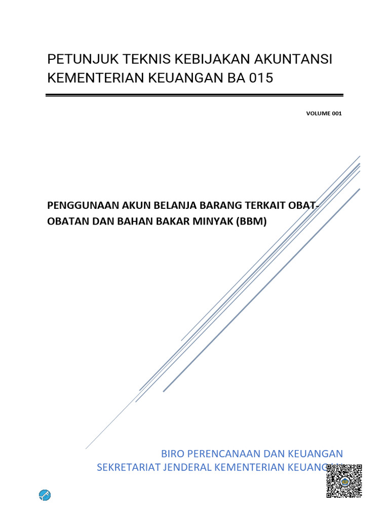 Petunjuk Teknis Kebijakan Akuntansi BA 015 Penggunaan Belanja Barang Obat Dan BBM - PDF 1 | PDF