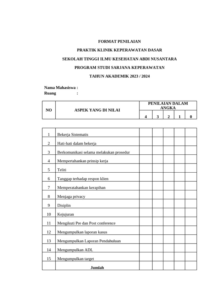 Format Penilaian dan Target | PDF