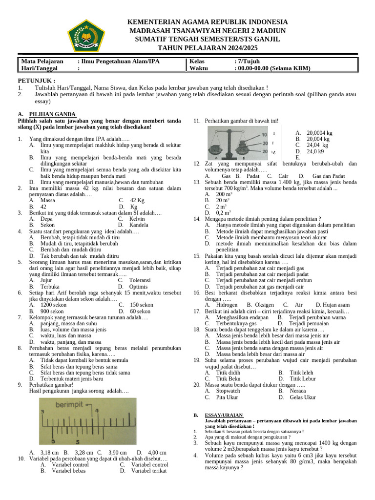 STS Ganjil Ipa Kelas 7 | PDF