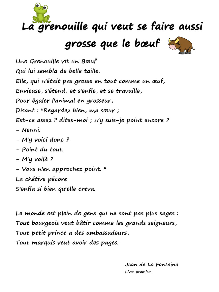 Fable Grenouille Boeuf Get G | PDF
