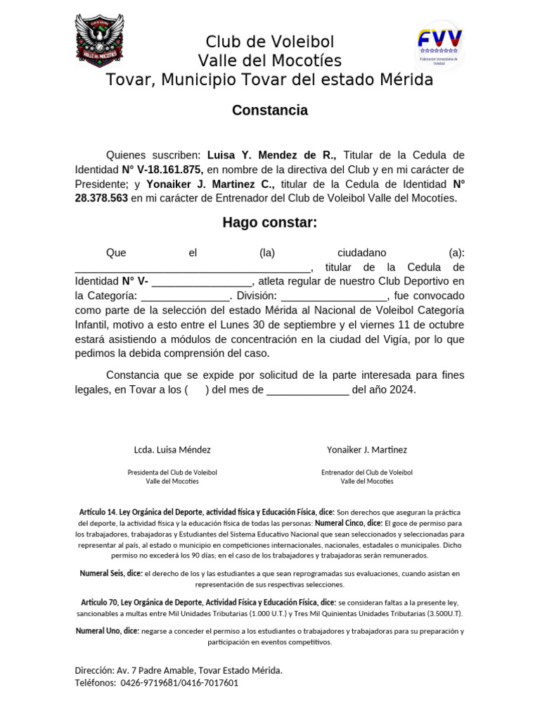 Constancia Modelo | PDF
