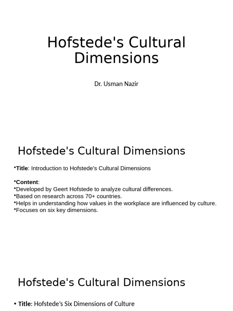 Hofstede - S Cultural Dimensions | PDF