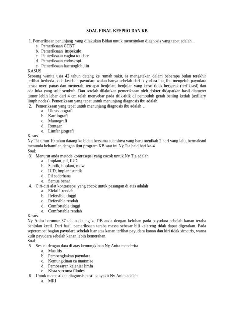 Soal Final Kespro Dan KB | PDF