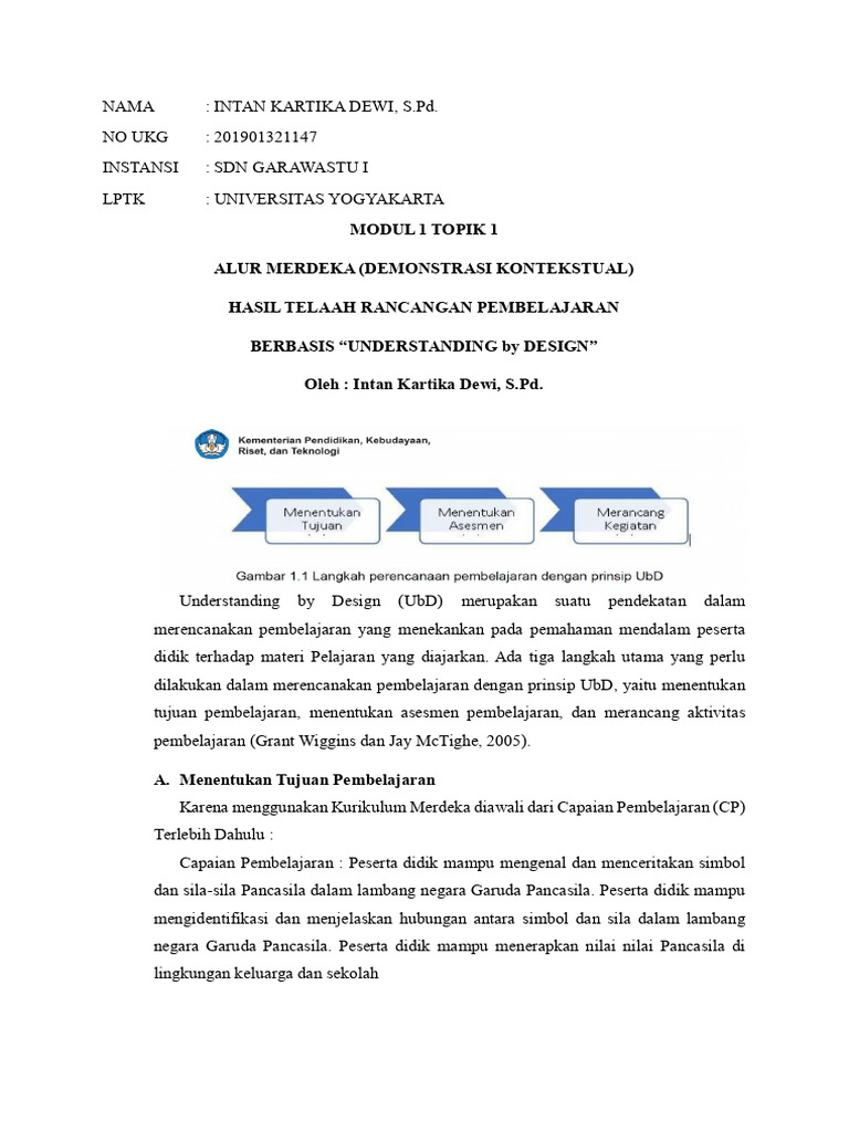 ALUR MERDEKA DEMONSTRASI KONTEKSTUAL (HASIL TELAAH RANCANGAN PEMBELAJARAN KELAS 1 TOPIK 1 UBD) | PDF
