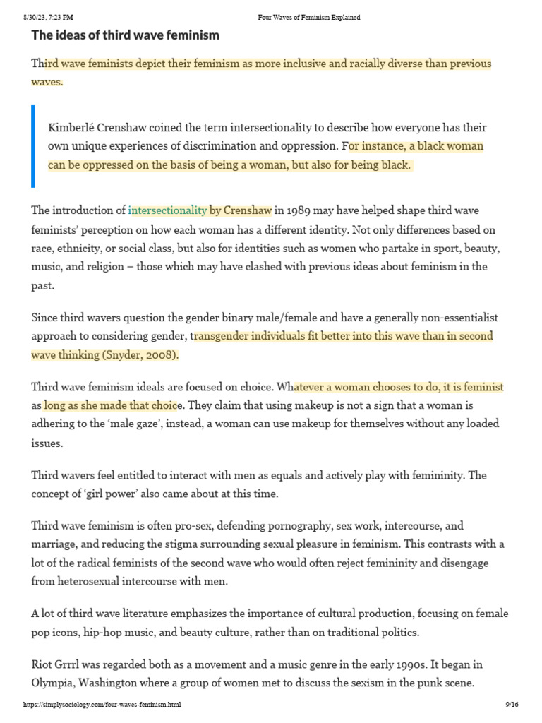 The Ideas of Third Wave Feminism: Intersectionality | PDF