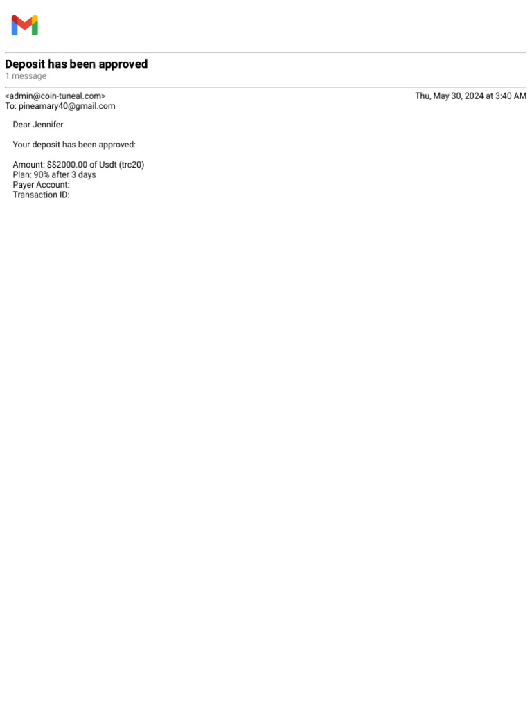 Gmail - Deposit Has Been Approved | PDF