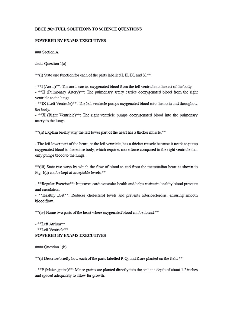 Bece 2024 Full Solutions To Science 1 | PDF