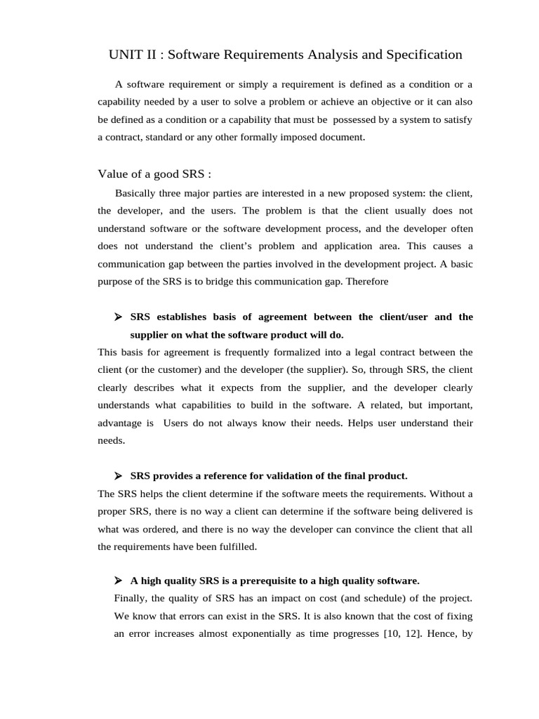 UNIT II - Software Requirements Analysis and Specification-Study Material (1) - Edited | PDF