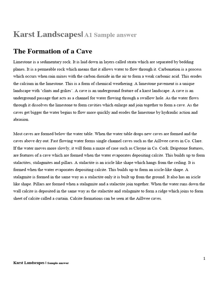 Formation of a Cave | PDF