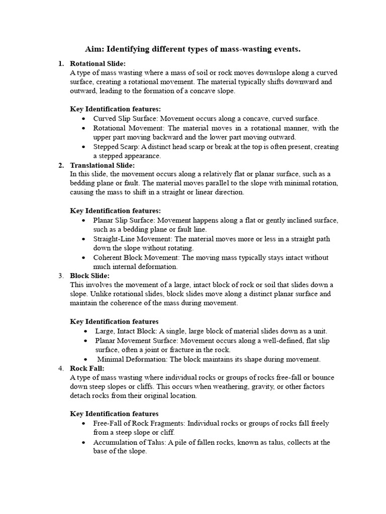 Mass Wasting Practical | PDF