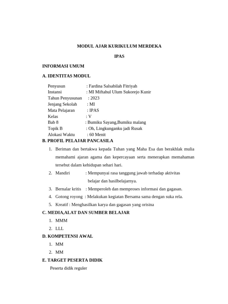 Ipa Modul Ajar | PDF