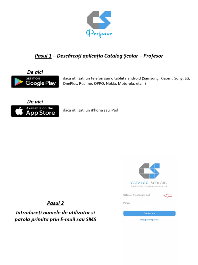 Tutorial Aplicatia Catalog Scolar Profesor | PDF