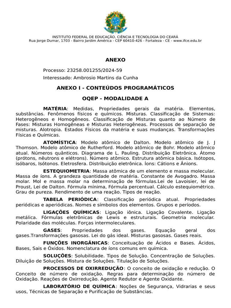 Oqep 2024 - Conteúdos Programáticos | PDF