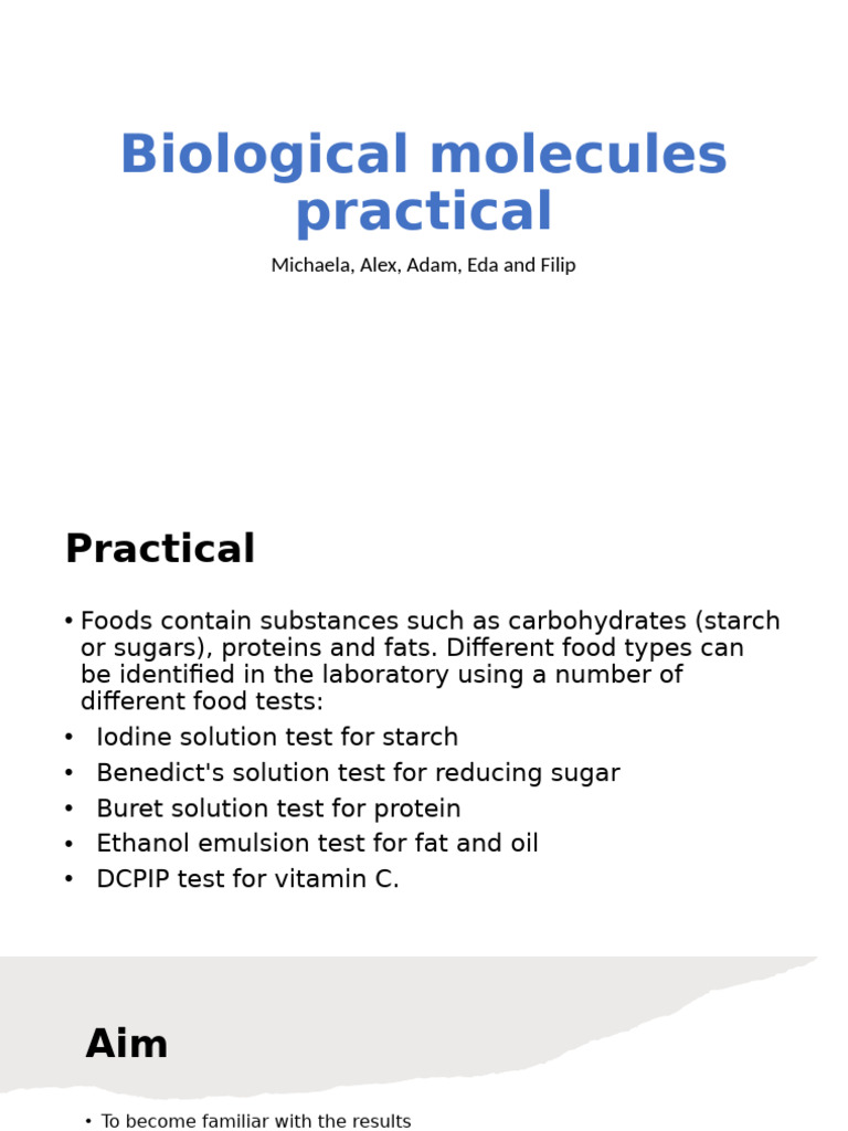 Biological Molecules Practical | PDF