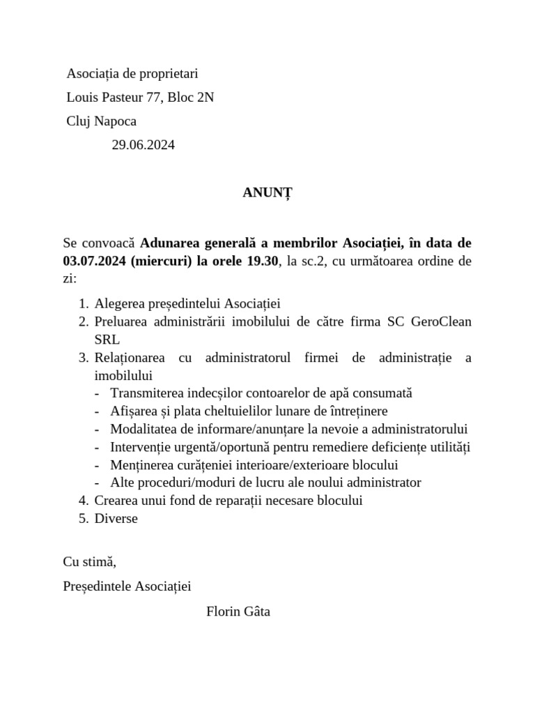 Asociatie Anunt | PDF