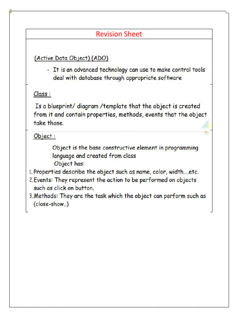 Revision Sheet Term2 | PDF