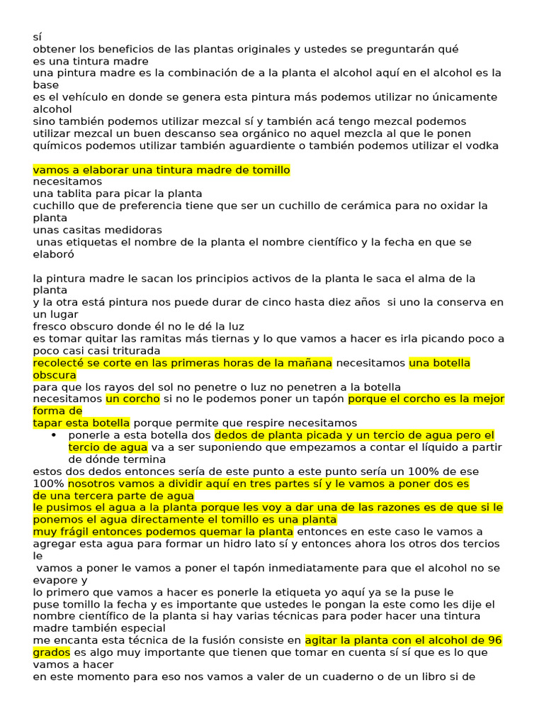 Tintura Madre de Tomillo | PDF