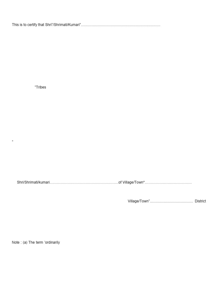 Caste Certificate SC ST OBC | PDF