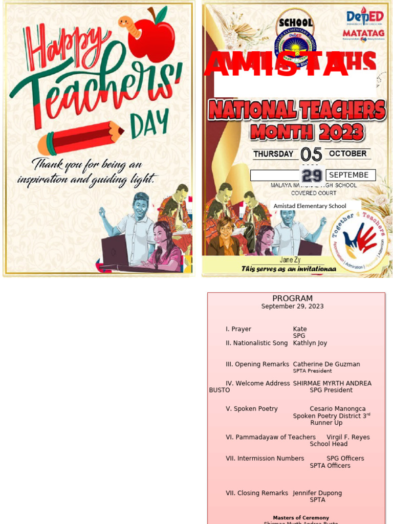 Teachers Day Program - 2023 2024 | PDF