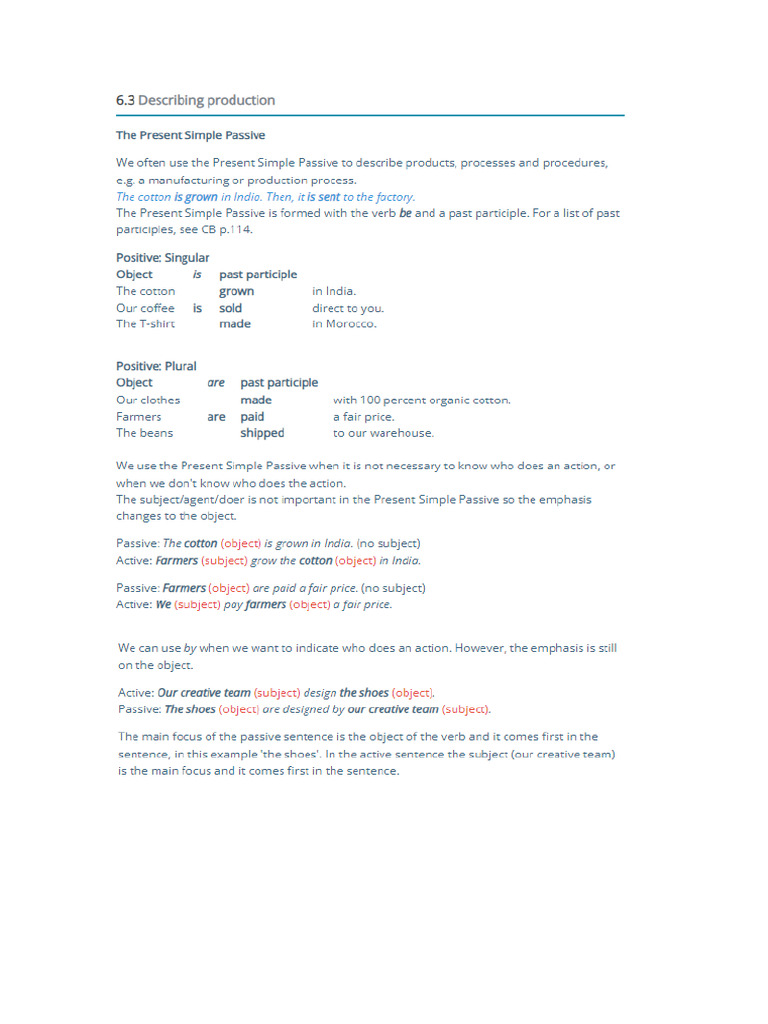 Grammar Reference Present Simple Passive | PDF