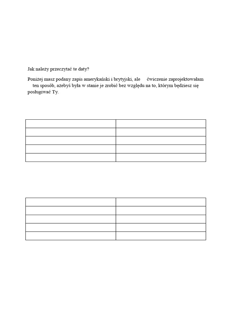 Daty wiczenie PDF