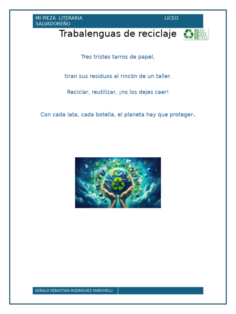 Trabalenguas de Reciclaje | PDF | Arte