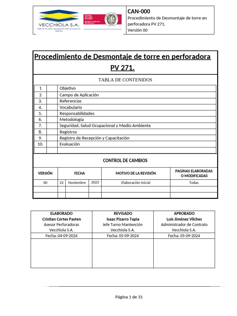CAN-24 Procedimiento de Desmontaje de Torre en Frame PV 271 | PDF ...