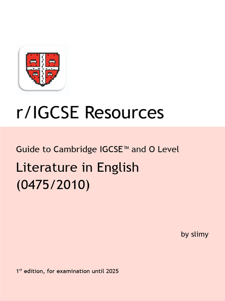 R - IGCSE Resources - English Literature Guide by Slimy - 2 | PDF