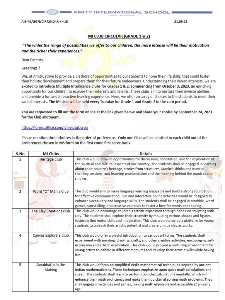 MI Circular Grade 1 & 2final | PDF