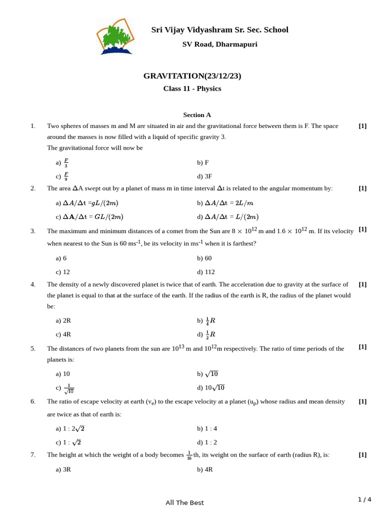 11th CBSE - Gravitation | PDF